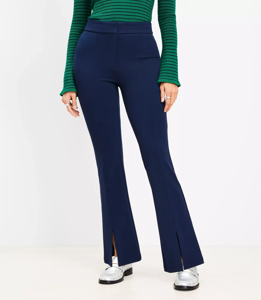 WHOLESALE CURVY SPLIT HEM FLARE PANTS IN TWILL FOR WOMEN - LegsComfy